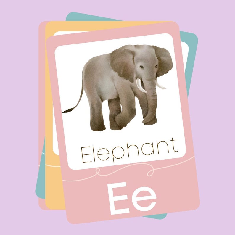 Alphabet Flash Cards Printable ABC Animal Alphabet Cards Manuscript ...