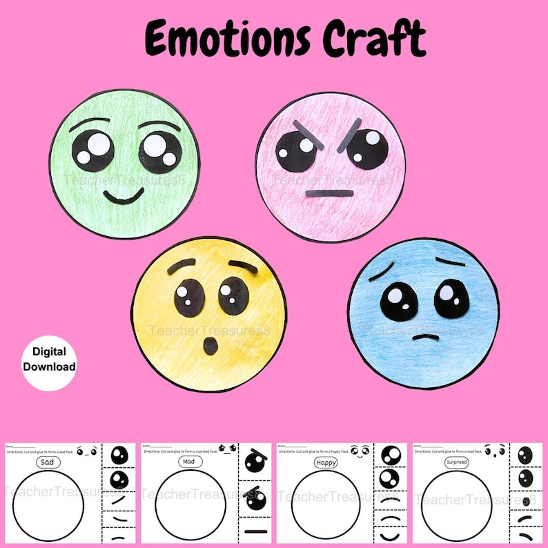 Emotions Printable Craft Emotional Awareness Feelings Craft Emotions ...