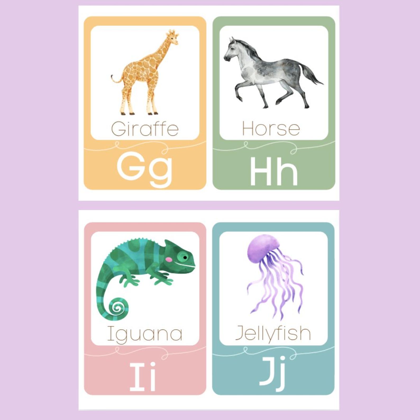 Alphabet Flash Cards Printable ABC Animal Alphabet Cards Manuscript ...
