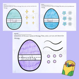 Name Easter Egg Craft Easter Activity Easter Kids Craft DIY Kids Easter ...