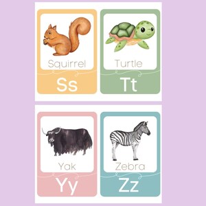 Alphabet Flash Cards Printable ABC Animal Alphabet Cards Manuscript ...