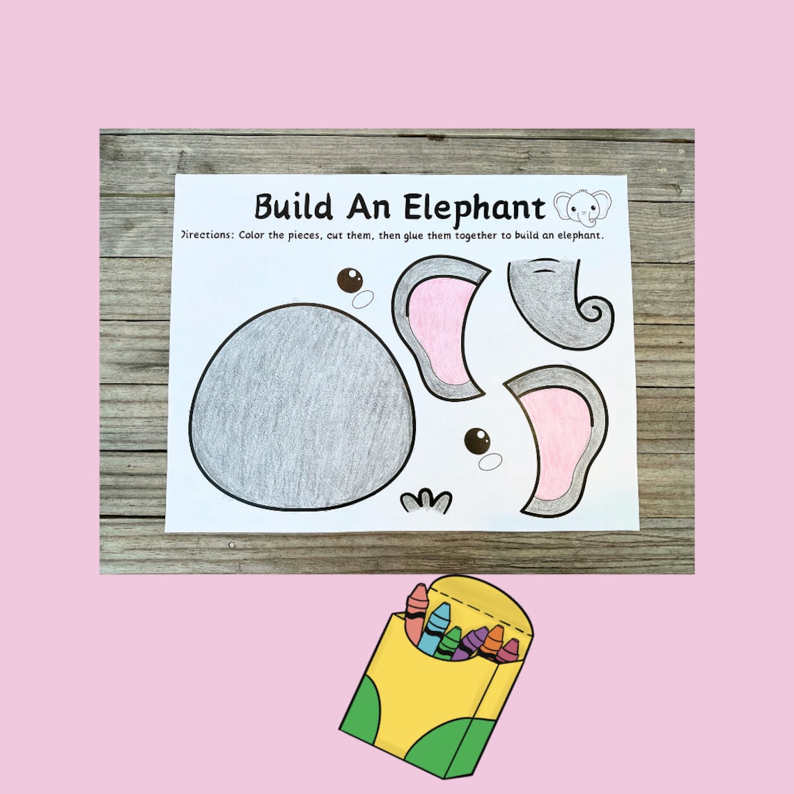 Build an Elephant Craft Printable Activity Summer Craft Homeschool ...