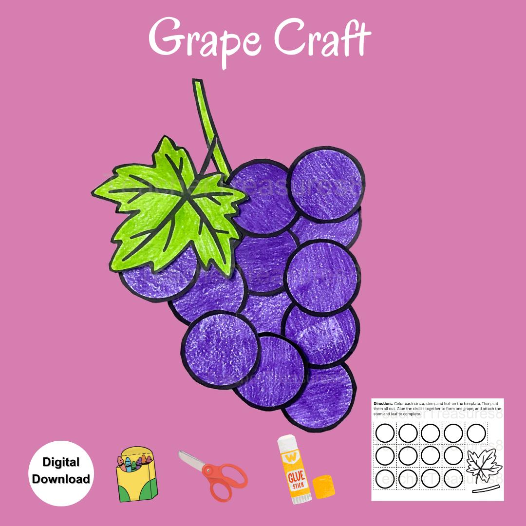 Grape Craft, Printable Download, Preschool Activity, Homeschool ...