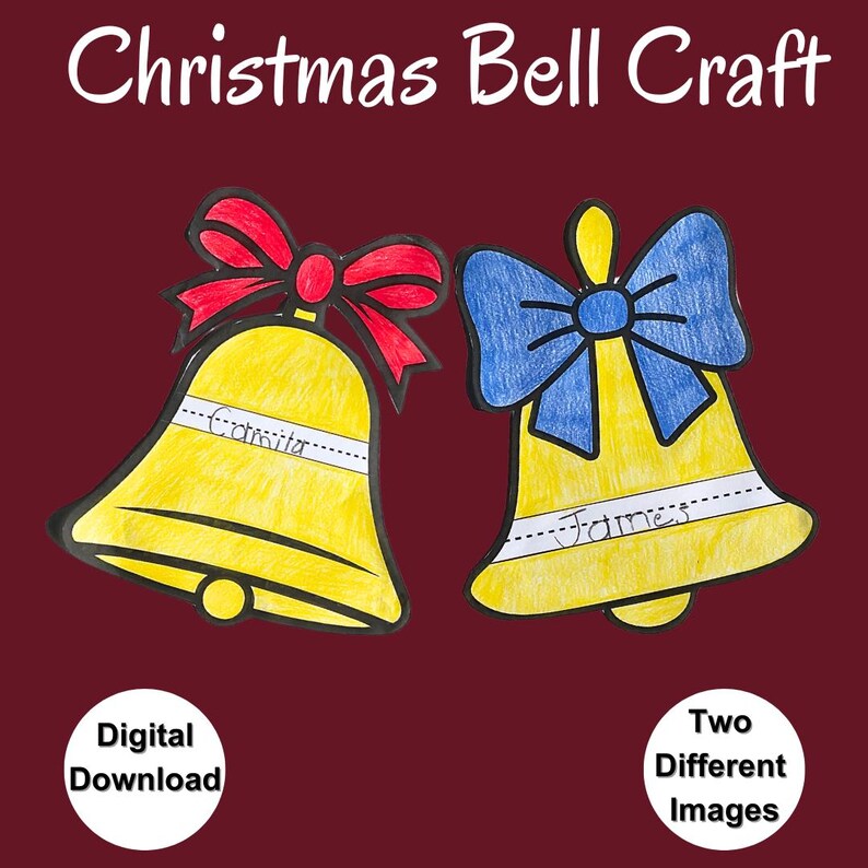 Christmas Bell Craft Printable Activity Name Craft Homeschool Activity ...