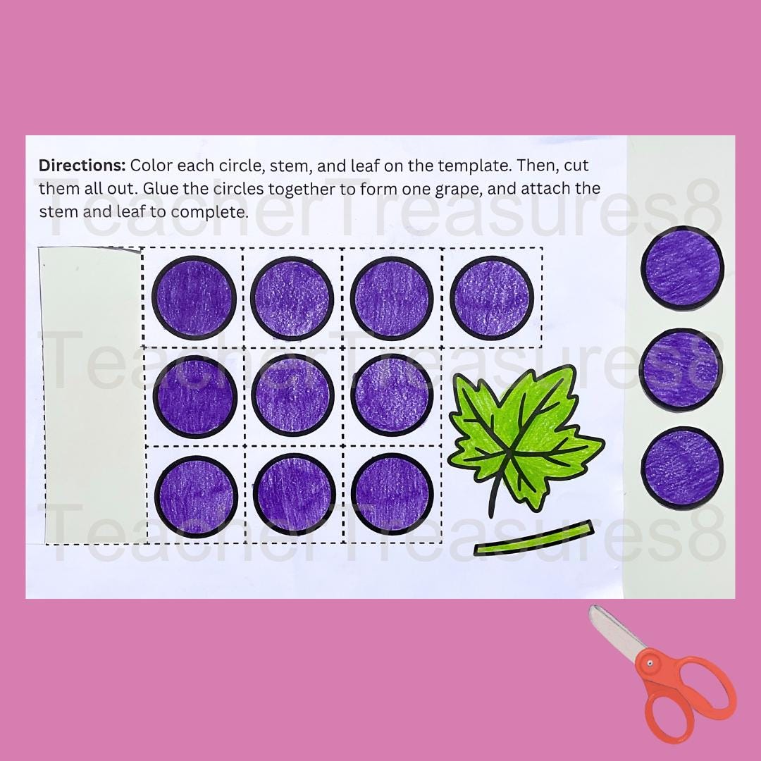 Grape Craft, Printable Download, Preschool Activity, Homeschool ...