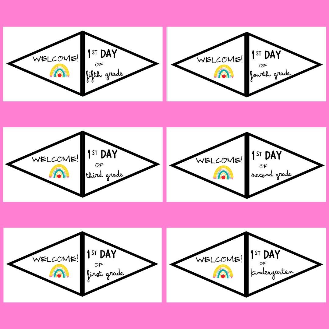 First Day of School Pennant Flag Printable Pennant Flag DIY Pennant ...
