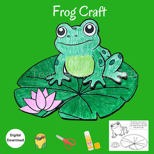 Frog Craft Printable Activity Kids Spring Craft DIY Craft Homeschool ...