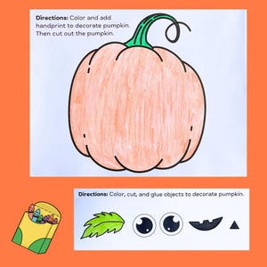 Handprint Pumpkin Craft Halloween Printable Fall Craft Pumpkin Face ...