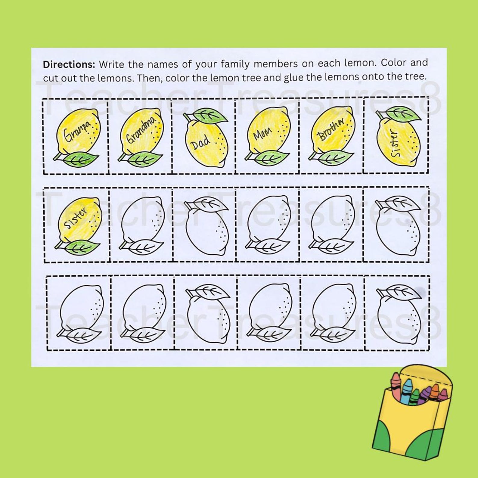 Lemon Tree Craft, Family Tree Template, Printable Activity, Family Tree ...