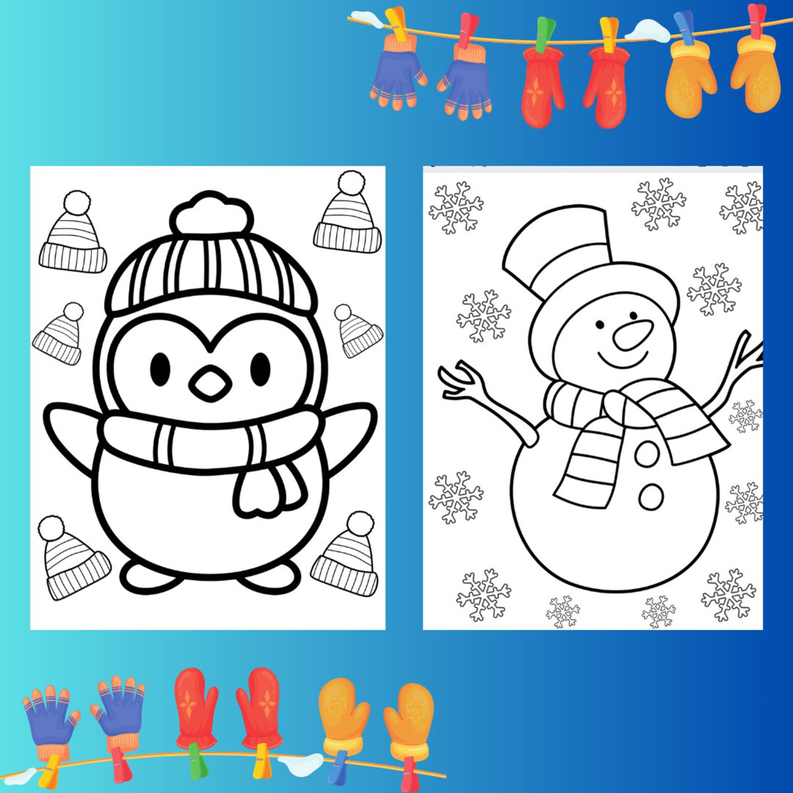 Printable Winter Coloring Pages, Winter Crafts, Kindergarten Artwork ...