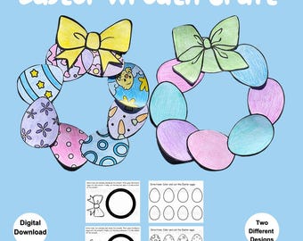 Printable Easter Wreath Craft: Kids Coloring Activity (PDF) - Etsy UK