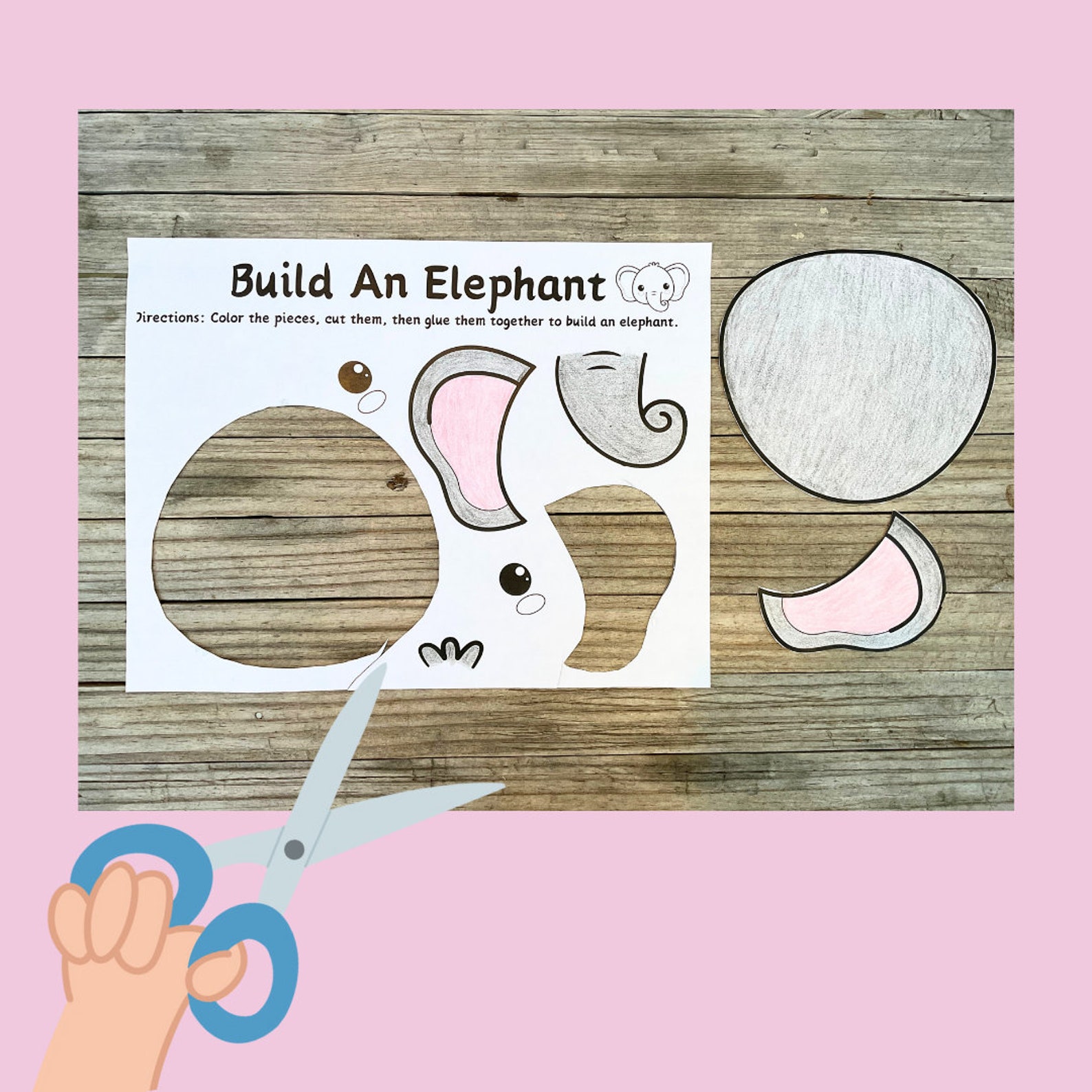 Build an Elephant Craft Printable Activity Summer Craft Homeschool ...