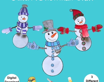 Build a Snowman Paper Craft Template Winter Activity Homeschool Craft ...