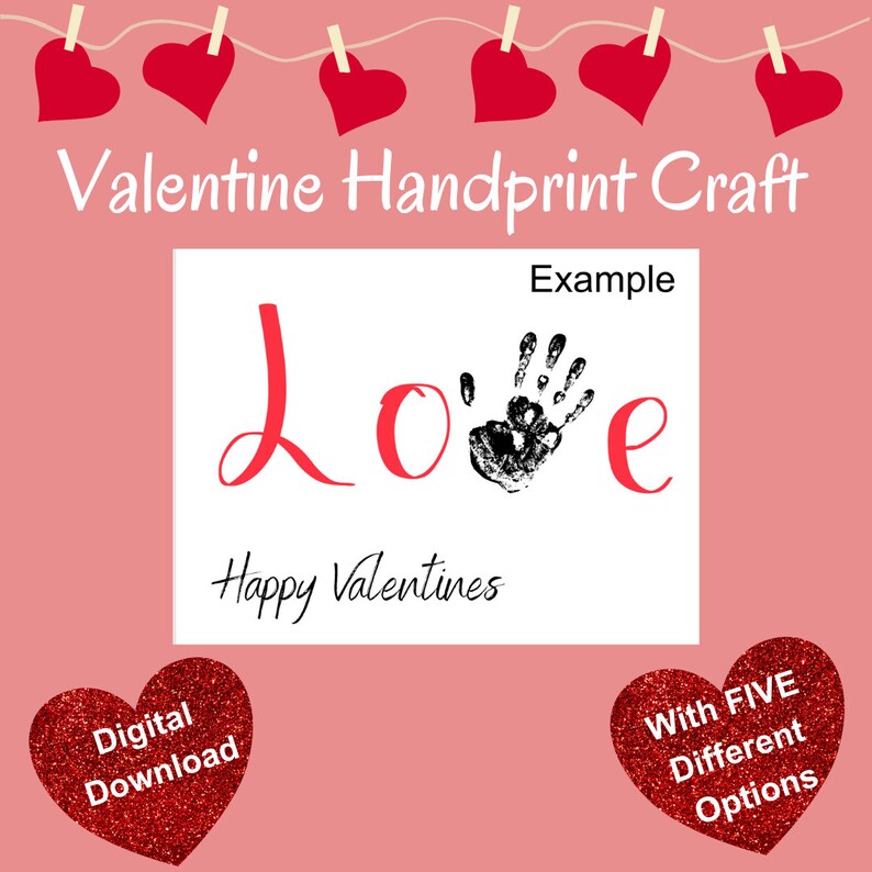 Valentines Day Handprint, Printable DIY Valentines Day Handprint ...