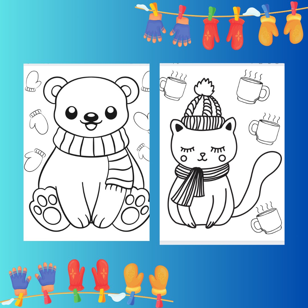 Printable Winter Coloring Pages, Winter Crafts, Kindergarten Artwork ...