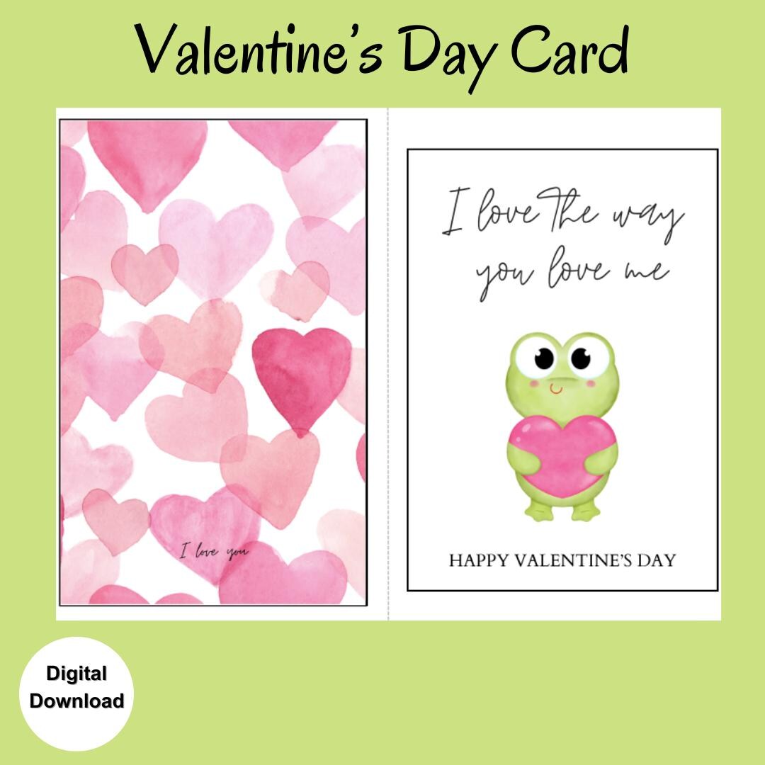Frog Valentines Day Card Happy Valentine’s Day Greeting Card Valentines ...