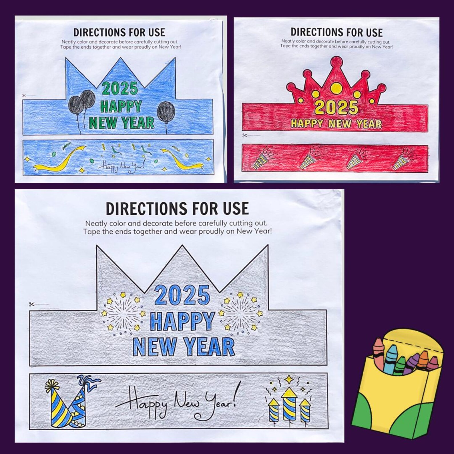 New Year Crown Craft Printable Activity Homeschool Activity Paper Crown ...