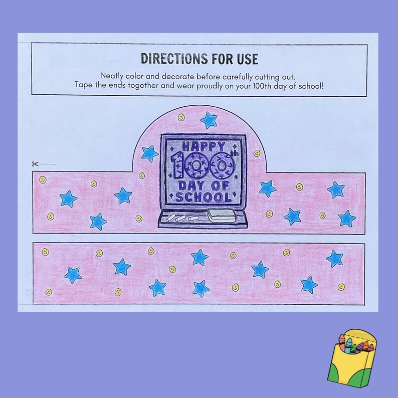 100 Days of School Paper Crown 100 Days Smarter Hat 100th Day of School ...