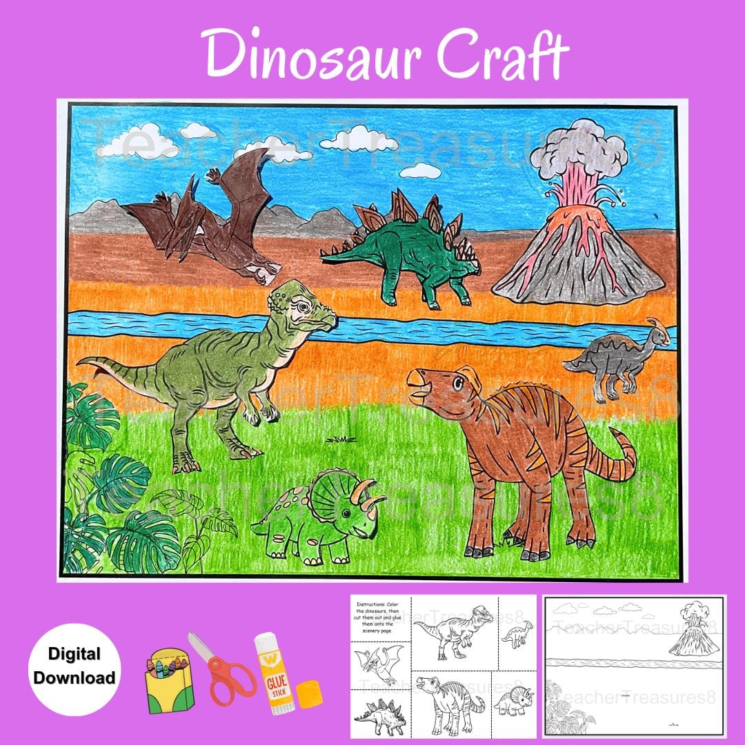 Dinosaur Habitat Craft Template, DIY Printable Kids Activity ...