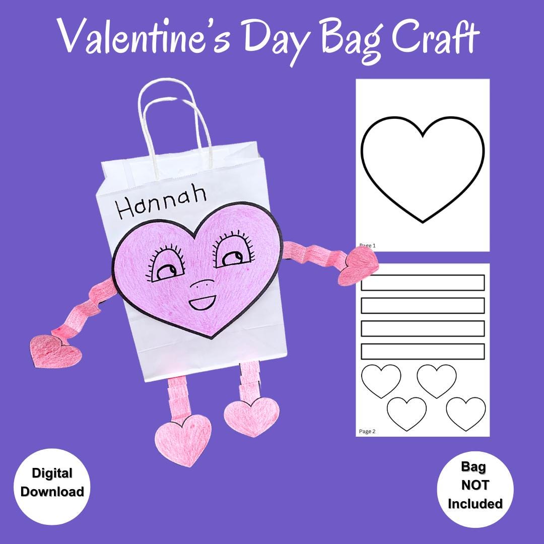 Valentines Day Bag Craft Valentines Printable Valentines Digital ...