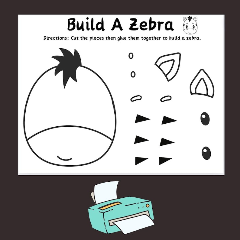 Build A Zebra Craft Printable Activity Kid Craft DIY Craft Homeschool ...
