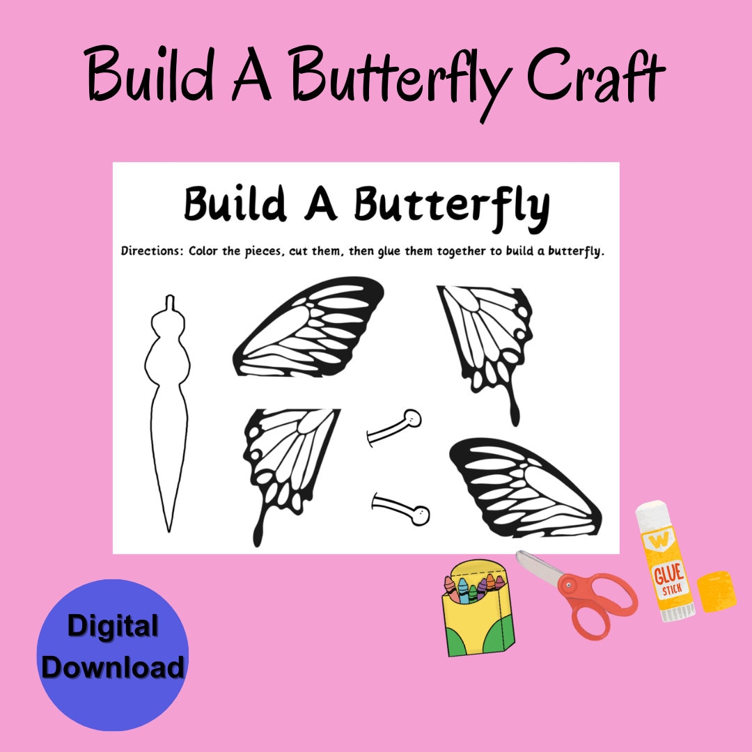 Build A Butterfly Craft Printable Activity Kids Spring Craft DIY Craft ...