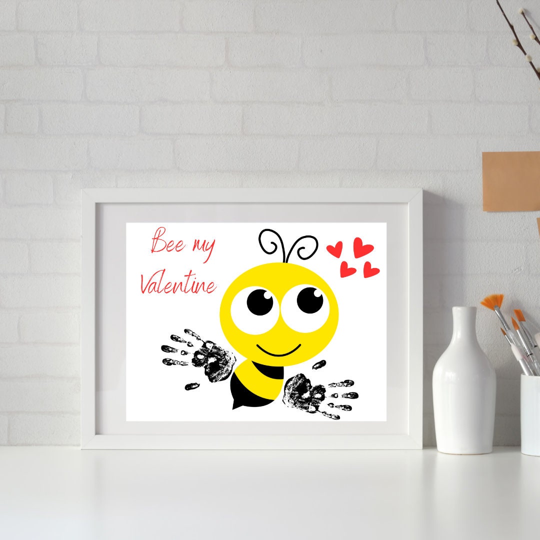 Valentines Day Handprint, Bee Handprint, Printable DIY Valentines Day ...