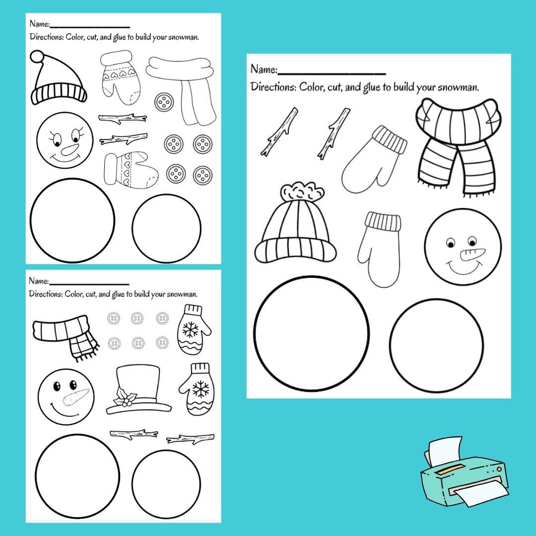 Build A Snowman Christmas Printable Snowman Craft Instant Download ...