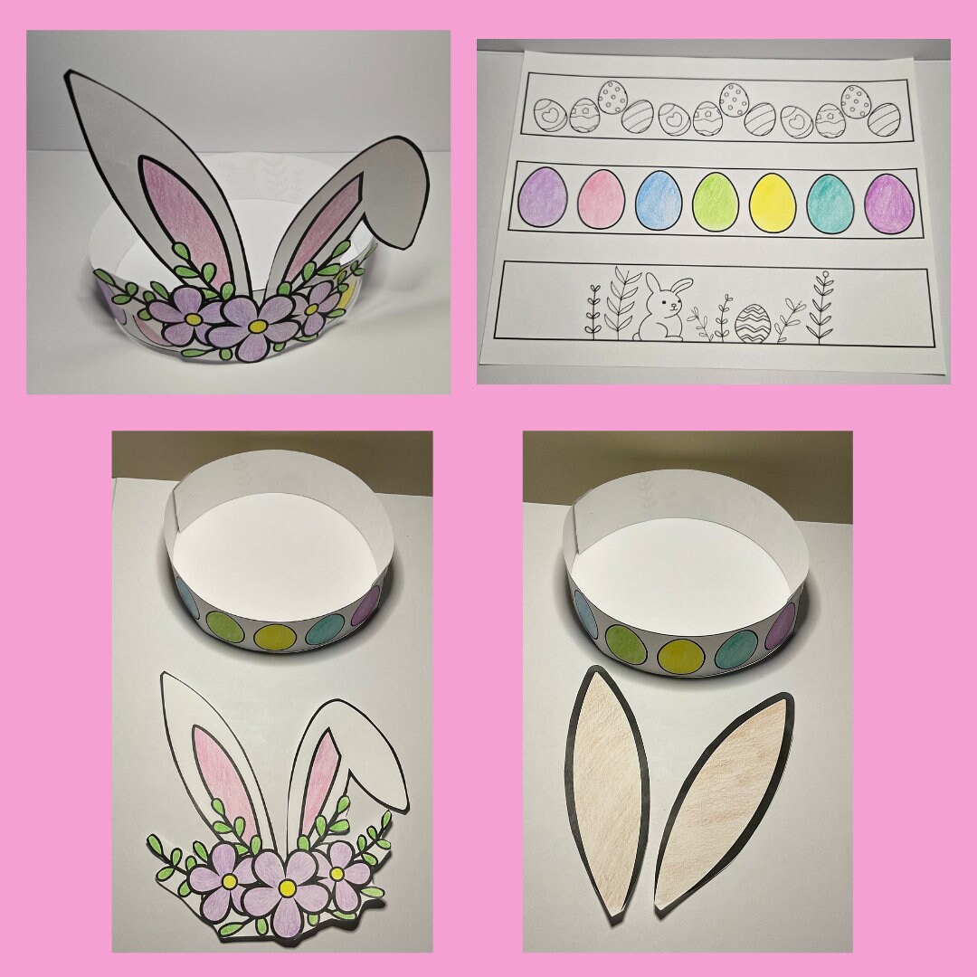 Easter Paper Crown Headband Bunny Rabbit Crown Easter Craft Preschool ...
