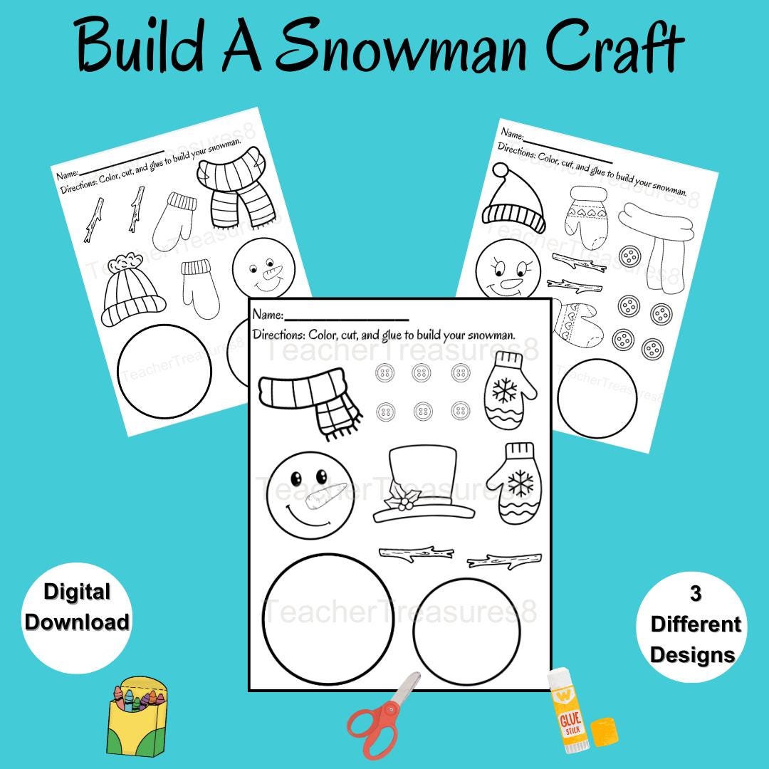 Build A Snowman Christmas Printable Snowman Craft Instant Download ...