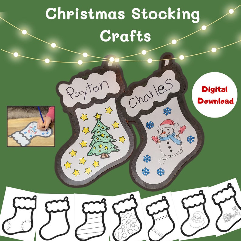 Printable Christmas Craft, Stocking Template, Christmas Crafts ...