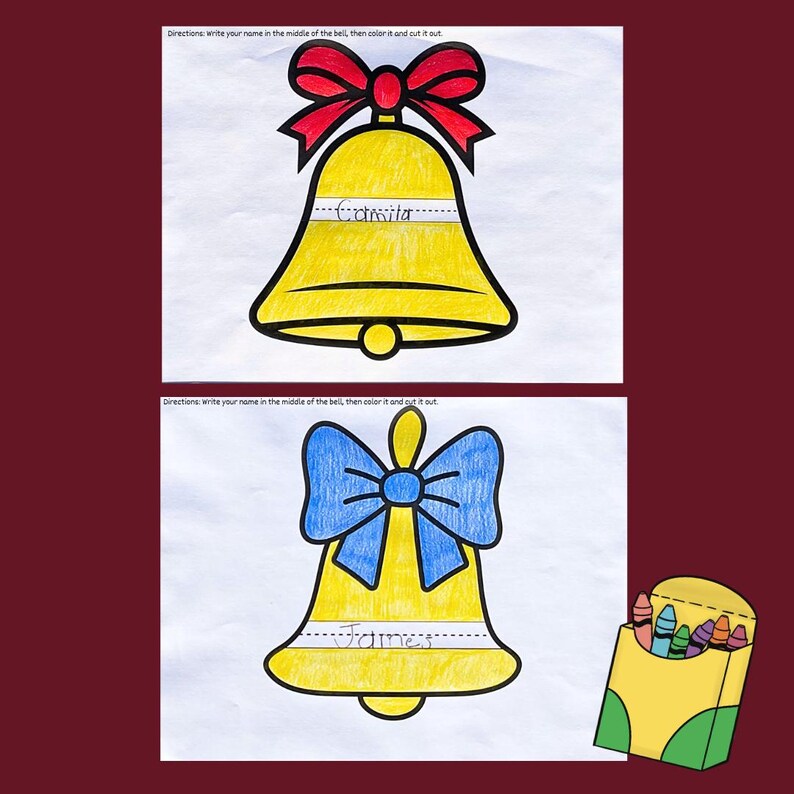 Christmas Bell Craft Printable Activity Name Craft Homeschool Activity ...