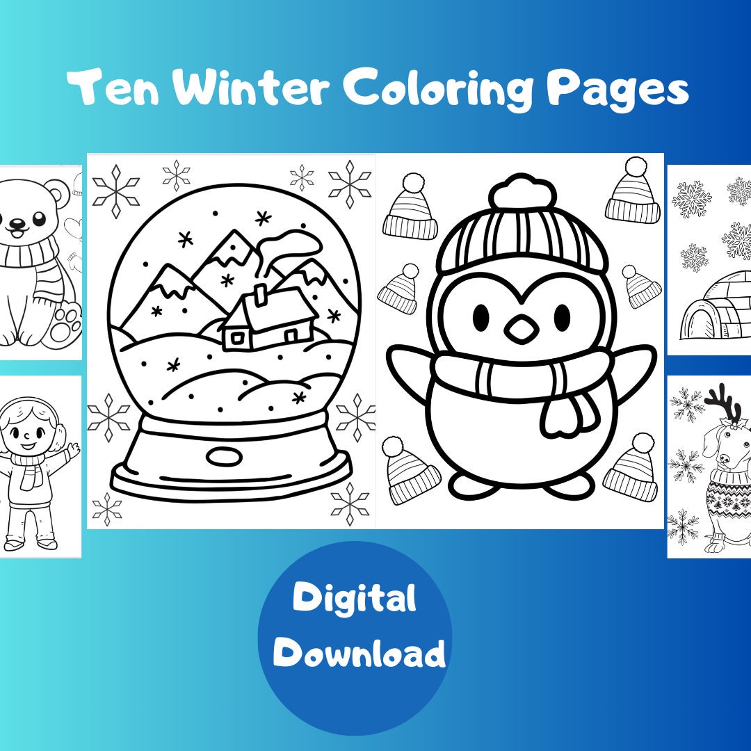Printable Winter Coloring Pages, Winter Crafts, Kindergarten Artwork ...