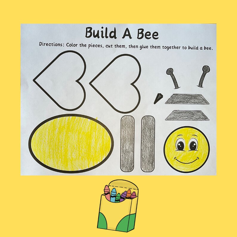 Build A Bee Craft Printable Activity Kids Spring Craft DIY Craft ...