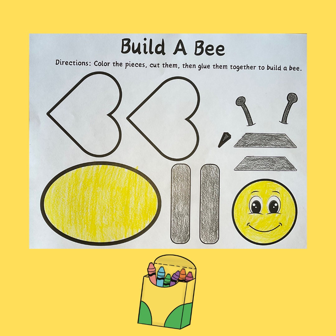 Build A Bee Craft Printable Activity Kids Spring Craft DIY Craft ...