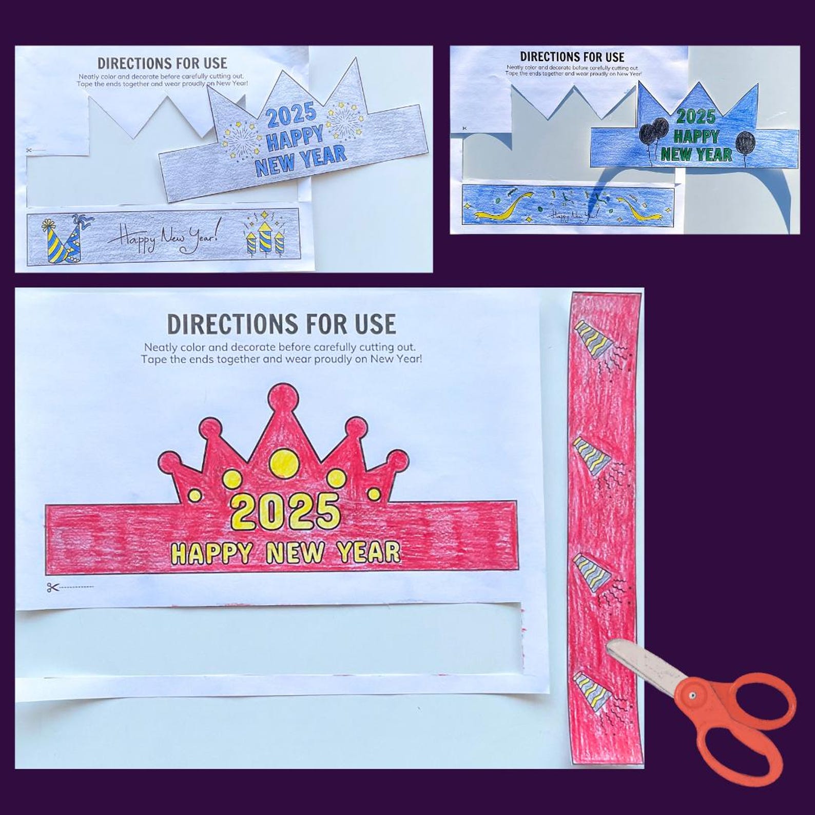 New Year Crown Craft Printable Activity Homeschool Activity Paper Crown ...