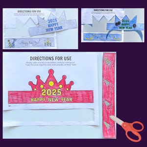 New Year Crown Craft Printable Activity Homeschool Activity Paper Crown ...