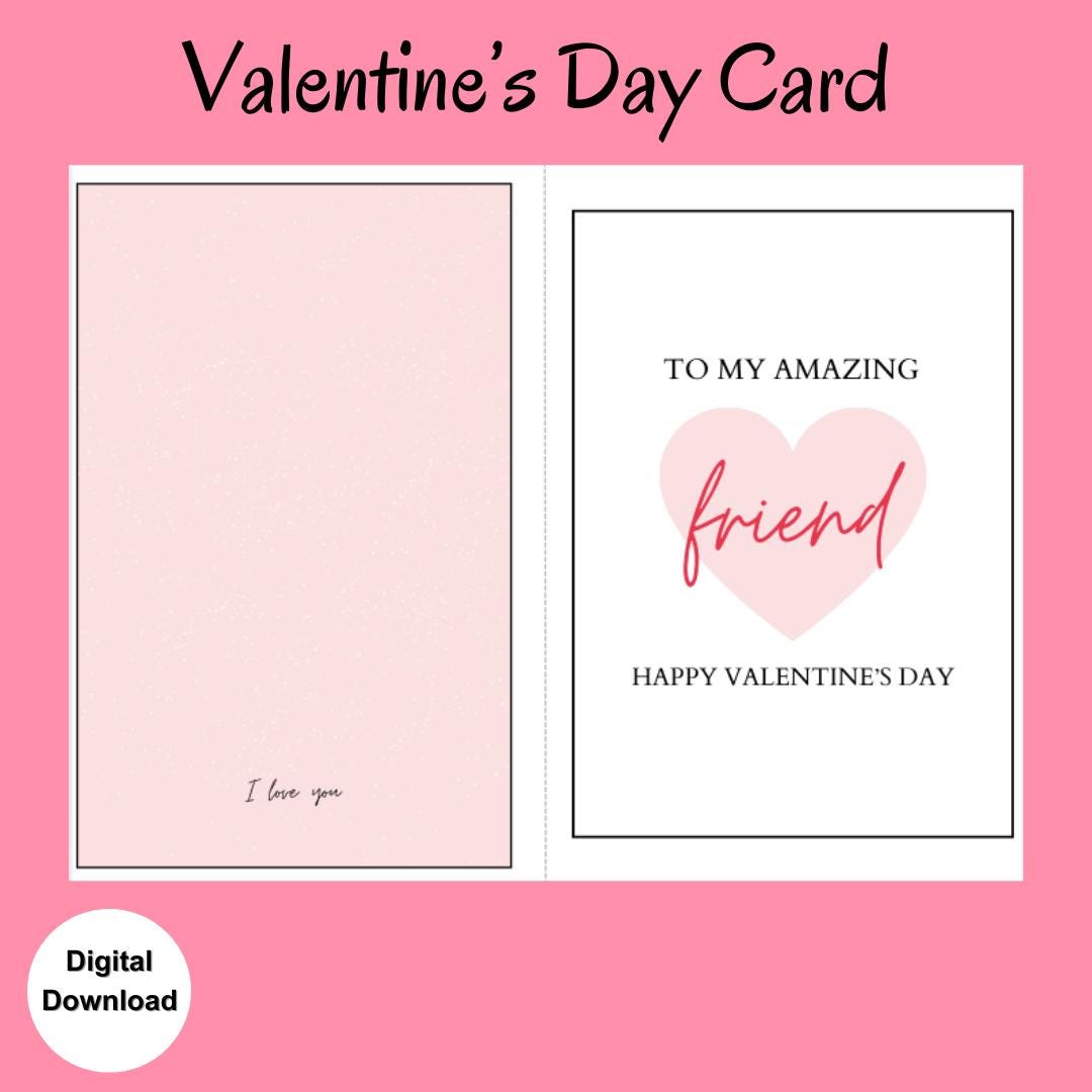 Friend Valentines Day Card Happy Valentine’s Day Blank Greeting Card ...