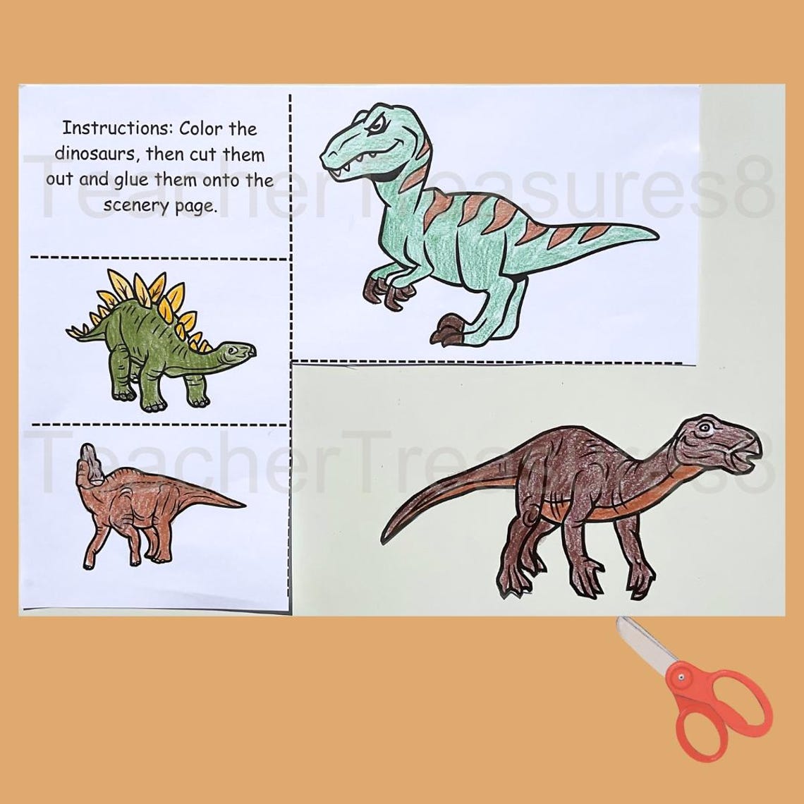 Dinosaur Craft Homeschool Craft DIY Kids Craft Spring Craft Template ...