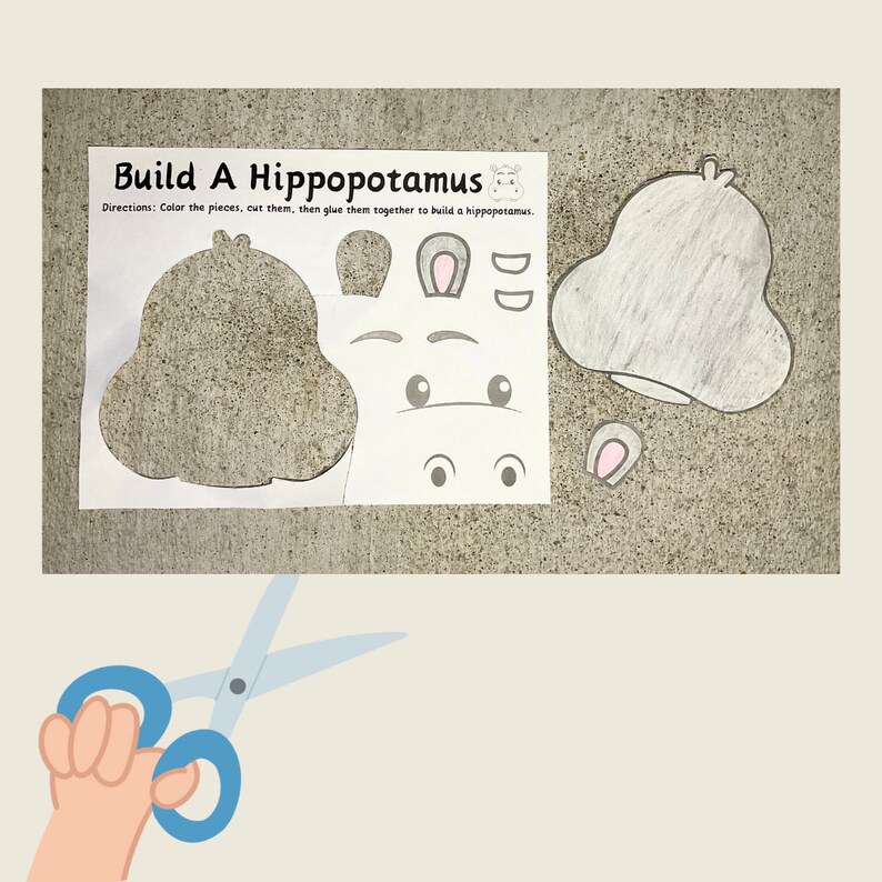 Build A Hippopotamus Craft Printable Activity Summer Craft Homeschool ...