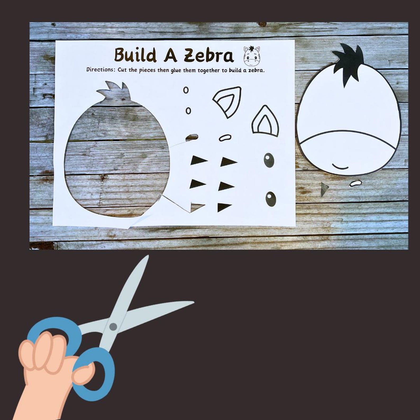 Build A Zebra Craft Printable Activity Kid Craft DIY Craft Homeschool ...