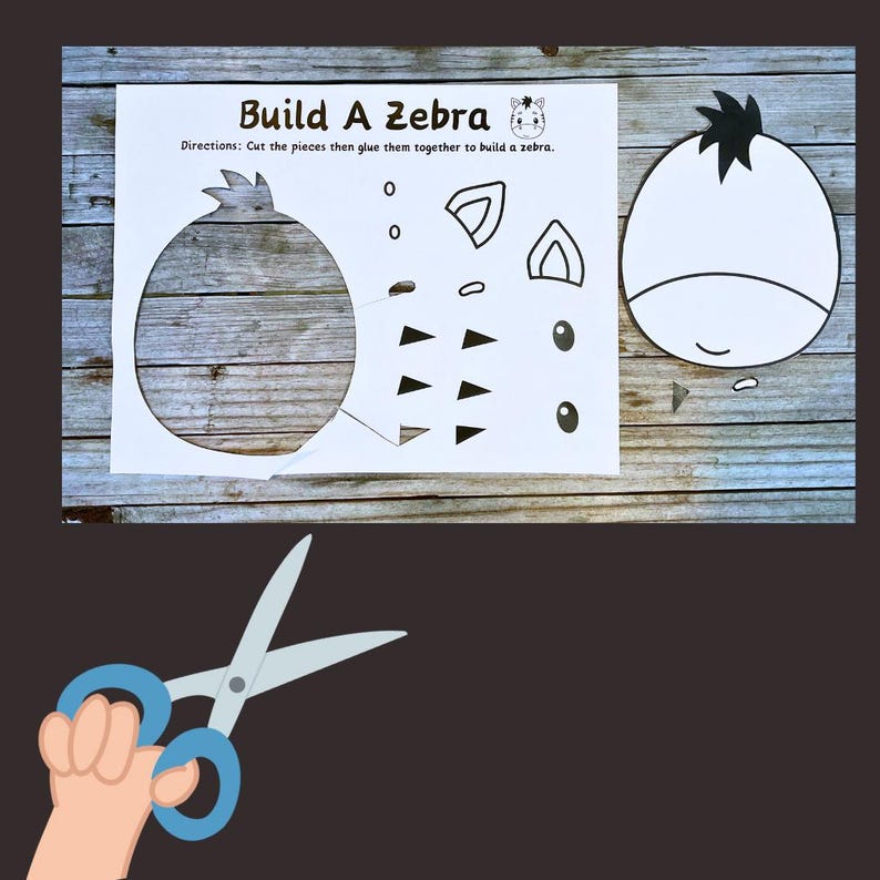 Build A Zebra Craft Printable Activity Kid Craft DIY Craft Homeschool ...
