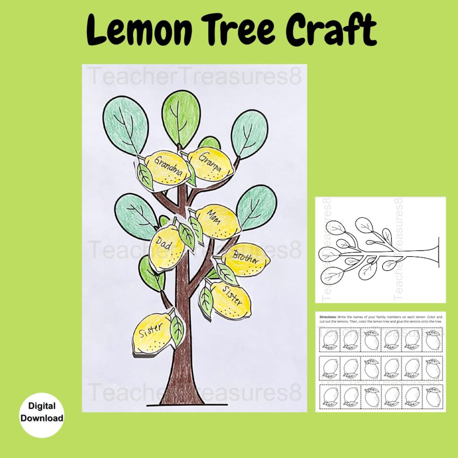 Lemon Tree Craft, Family Tree Template, Printable Activity, Family Tree ...