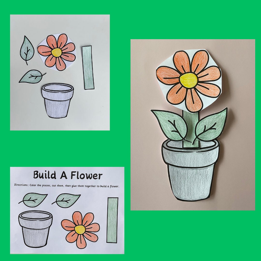 Build A Flower Craft Printable Activity Kids Spring Craft DIY Craft ...