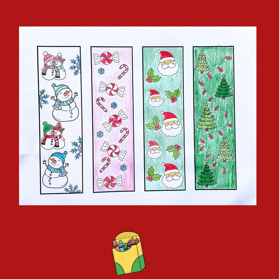 Christmas Coloring Bookmarks Printable Christmas Bookmark Christmas ...