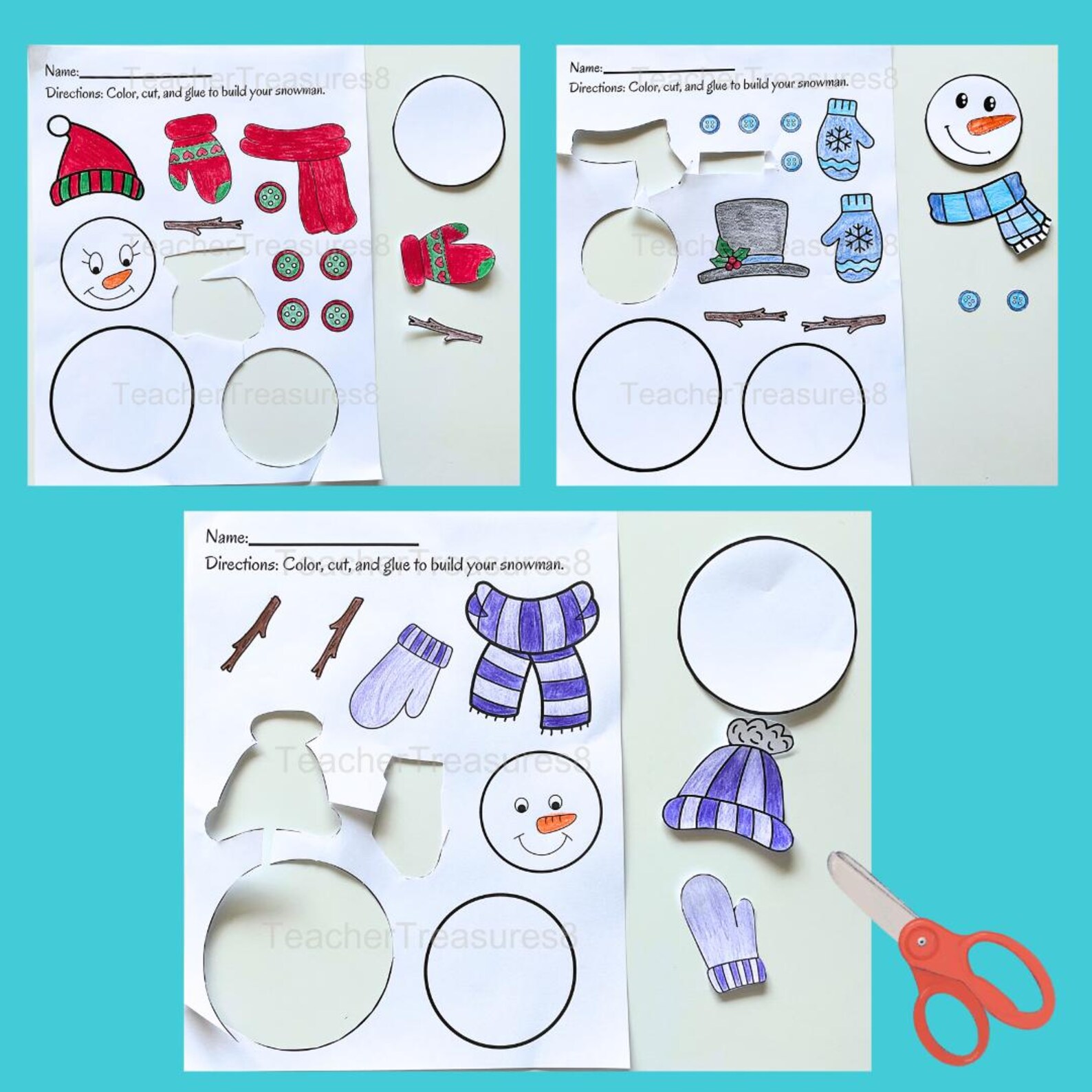 Build A Snowman Christmas Printable Snowman Craft Instant Download ...