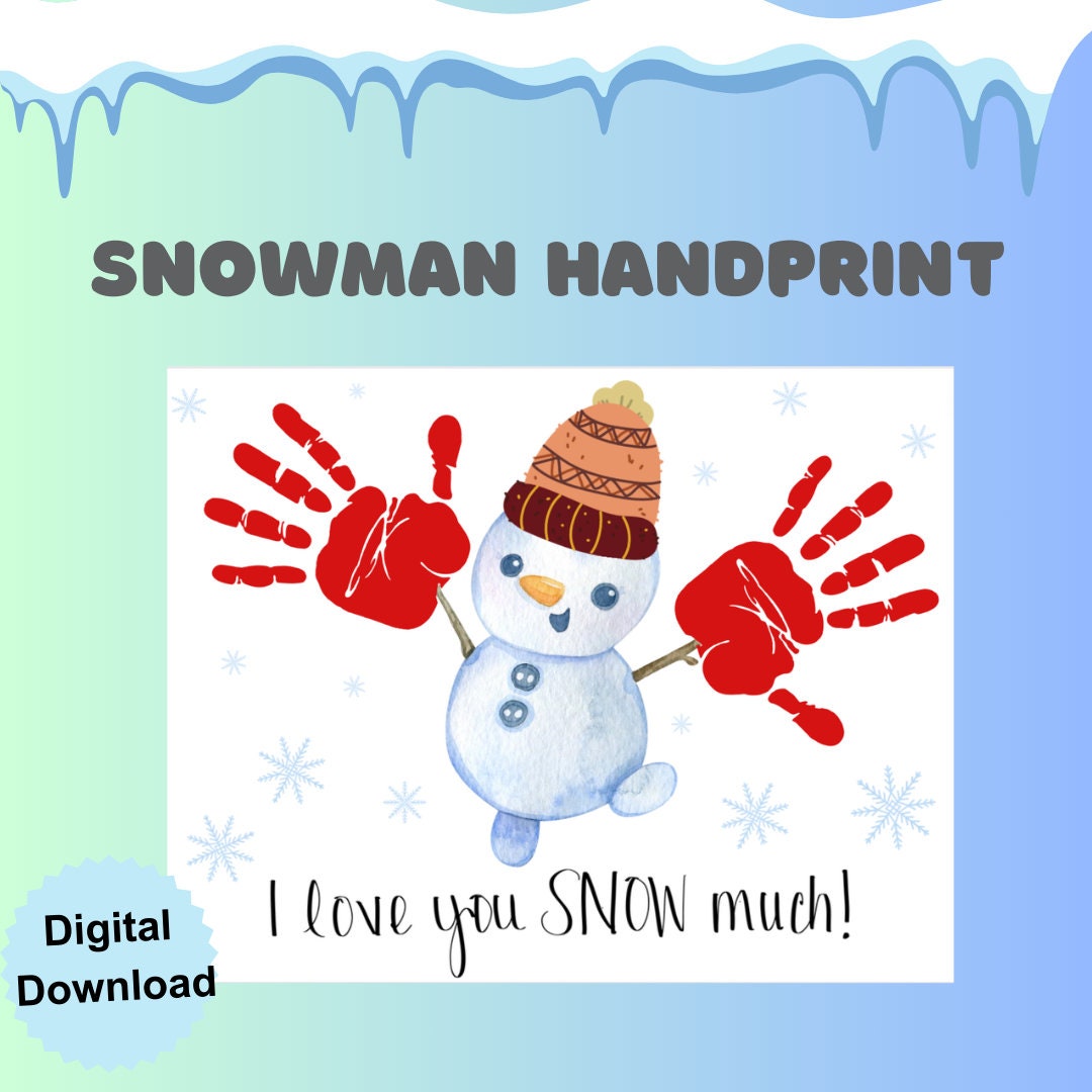 Snowman Hand Craft, Printable DIY Winter Handprint, Printable Winter ...