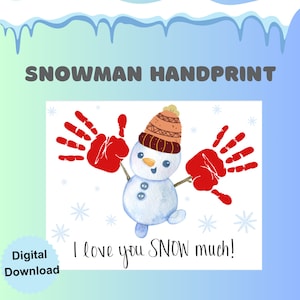 Snowman Hand Craft, Printable DIY Winter Handprint, Printable Winter ...