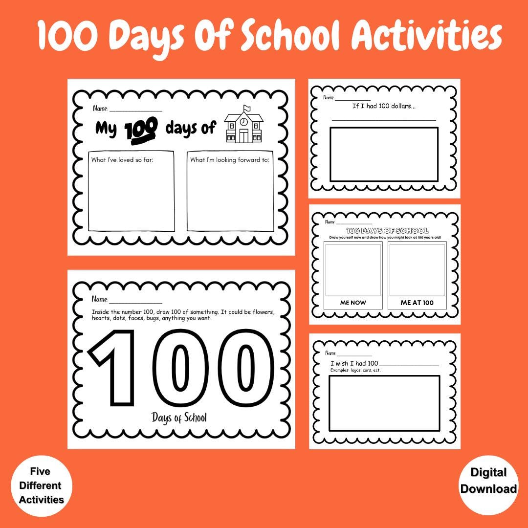 100 Days of School Activities Printable Digital Download 100 Days ...