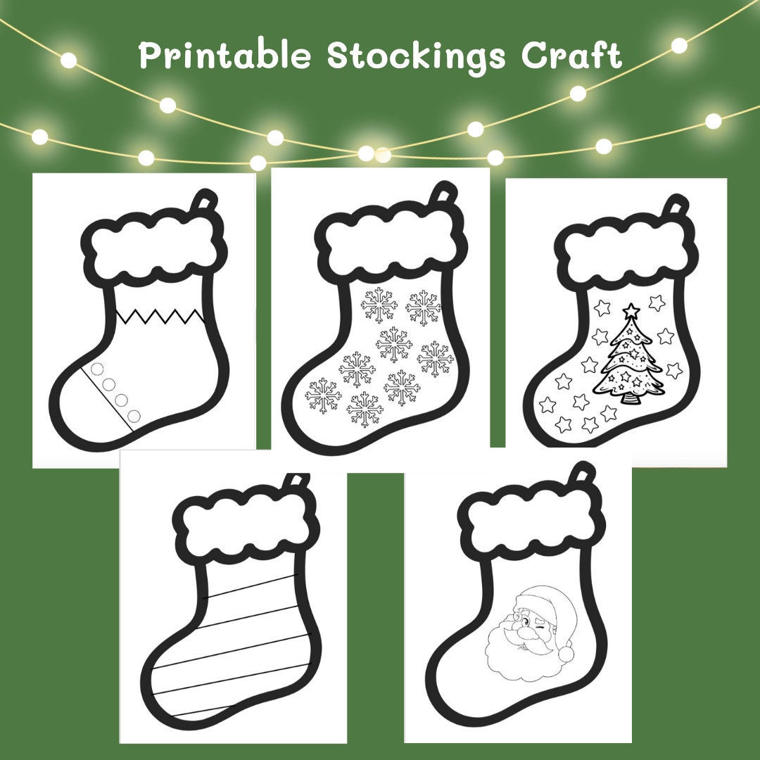 Printable Christmas Craft, Stocking Template, Christmas Crafts ...